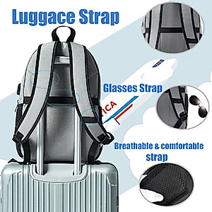 SAGIV&SAHEN School Backpack for Teens Girls Boys Travel Waterproof Work Laptop Backpacks 15.6 Inch with USB Charging Port for Women Men College BookBag Casual Daypack, Grey