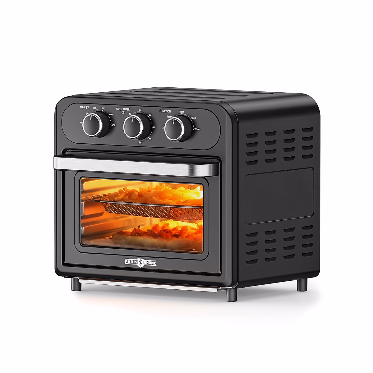 Air Fryer, Paris Rhône 14.8 Quart Toaster Oven, 5-in-1 Convection Oven for 4-Slice Toast, 9-inch Pizza, Knob-Controlled Kitchen Countertop Appliance with 6 Accessories, Dishwasher Safe