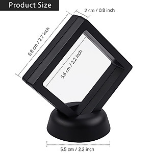 Jutieuo 4Pcs 3D Floating Frame with Stand, Challenge Coin Display Holder, Small Shadow Box for Earrings, Rings, Brooch, Military Medal, Black, 2.75x2.75 inches