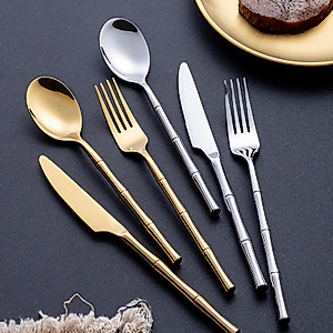 Bamboo Stub Handle Stainless Steel Cutlery Set Western Dinner Knife Fork Spoon Steak Knife Fork Spoon