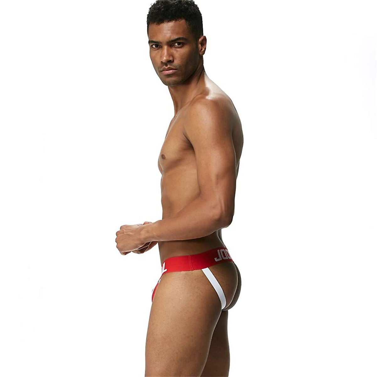 JOCKMAIL Mens Cotton Underwear Bikini Jockstrap Underwear for Men G-String Thong (XXL, Red)