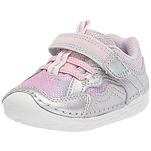 Stride Rite baby girls Soft Motion Kylo Sneaker, Silver/Multi, 4 Infant US