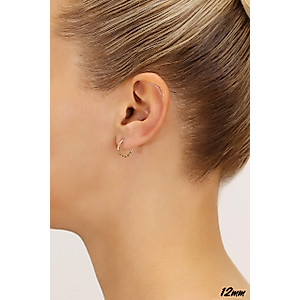 14k Yellow Gold Twisted Round Hoop Earrings (12mm)……