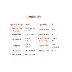 2.13inch E-Ink Display HAT V4 Version, 250x122 Resolution 3.3V/5V Black White Two-Color e-paper Screen Module for Raspberry Pi Zero/Zero W/Zero WH/2B/3B/3B+/4B, Supports Partial Refresh, SPI Interface