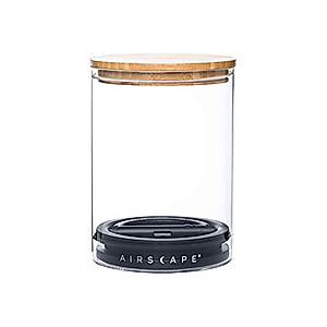 Airscape Glass Food Storage Canister - Patented Airtight Lid Preserves Food Freshness, Glass Storage with Bamboo Lid (Medium 7-Inch)