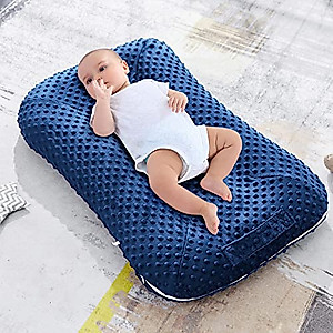 Removable Slipcover for Newborn Lounger, Super Soft Premium Minky Dot Baby Lounger Cover Fit for 29 x 17 x 4 inches Infant Padded Lounger, Ultra Comfortable, Safe for Babies Small Size (Estate Blue)