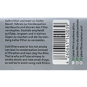 actiTube Aktivkohlefilter 50er Schachtel 4 x Slim Activated Carbon, 4 x 50 = 200 Filters, 1-Pack, Silver, Count