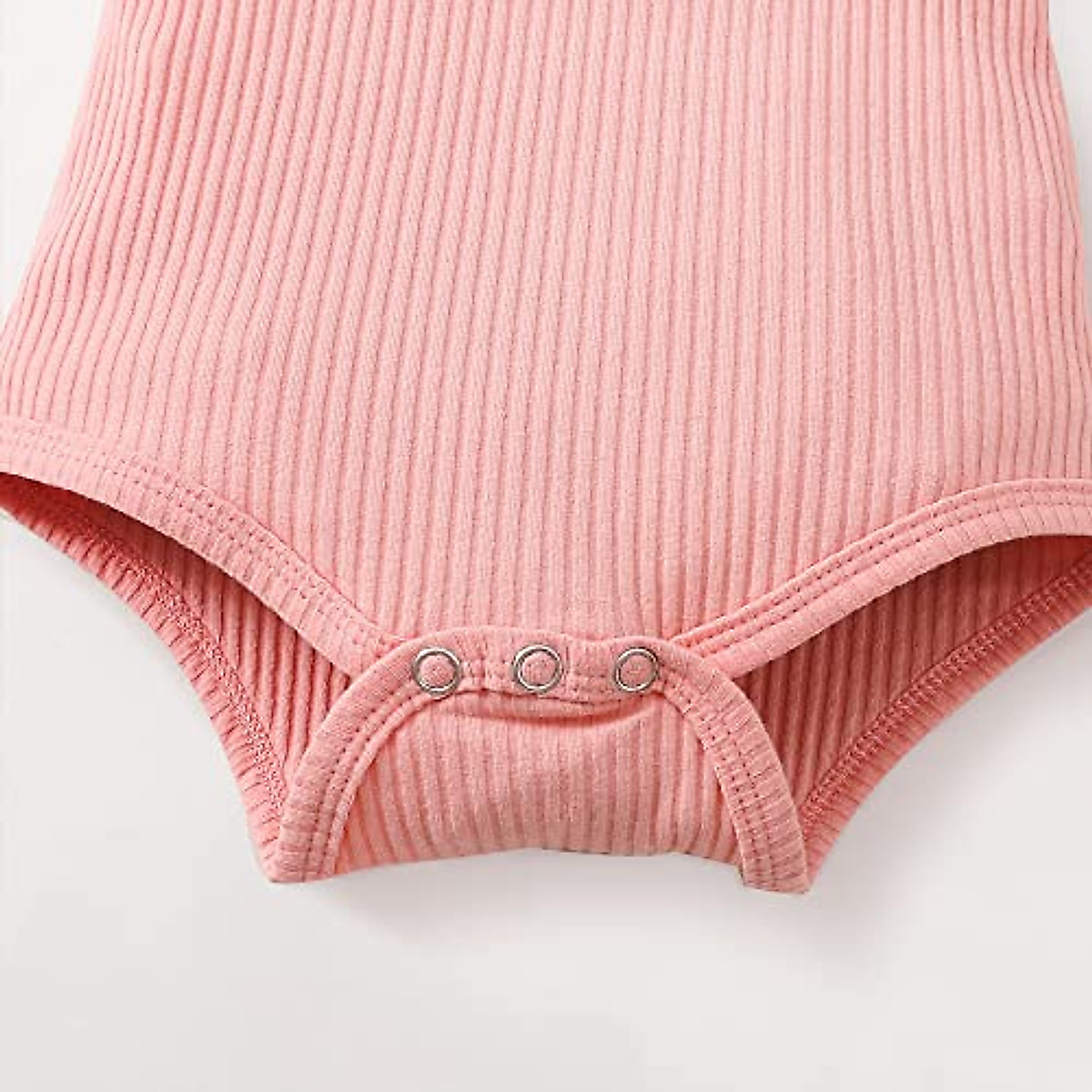 Mioglrie Newborn Baby Girl Clothes 3-6 Months Infant Girls Pink Romper Pants Headband 3PC Clothes Outfits Set