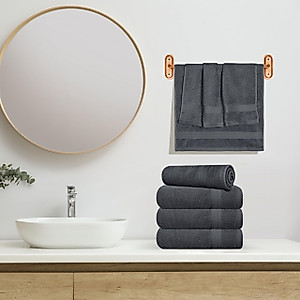 GLAMBURG Ultra Soft 6-Piece Hand Towel Set 16x28-100% Ringspun Cotton - Durable & Highly Absorbent Hand Towels - Ideal for use in Bathroom, Kitchen, Gym, Spa & General Cleaning - Charcoal Grey