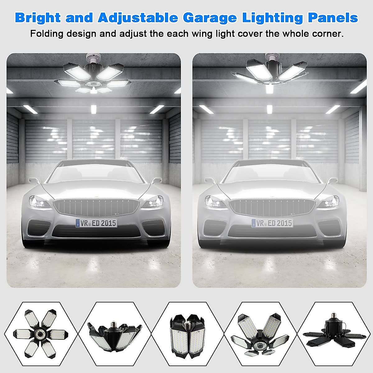 POLARPRA LED Garage Lights - 2 Pack Super Bright 32000LM LED Garage Ceiling Light 6500K LED Shop Light and Electric Power Washer - 3000 PSI 2.6 GPM Pressure Washers with Foam Cannon