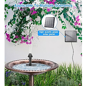 SZMP Solar Fountain 2024 Upgraded DIY Bird Bath Fountains, 1.8W Glass Panel Solar Fountain Pump with 8 Nozzles & 9.84ft Power Cord, Solar Bird Bath Fountain for Grass, Stakes, Garden, Pond (Black)