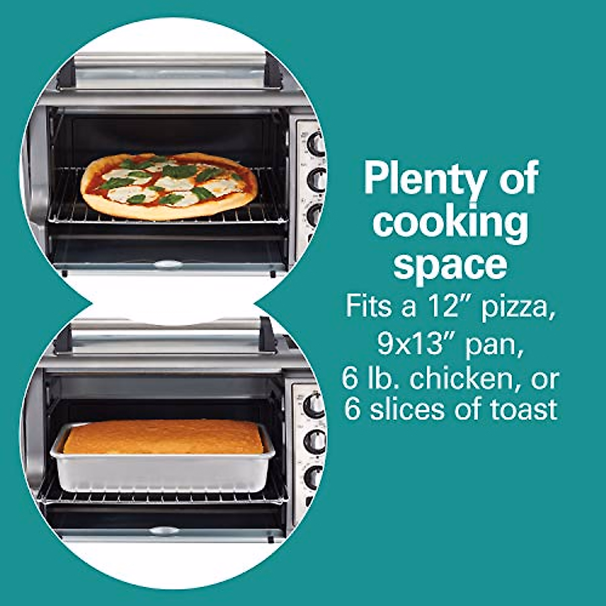 Hamilton Beach 31436 Sure-Crisp Air Fryer Countertop Toaster Oven, 6 Slice, Fits 12” Pizza, 1500W, Easy-Reach Access Door, Powerful Circulation, GREY