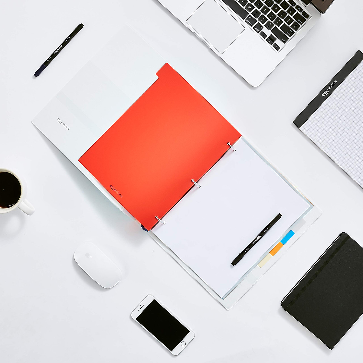 Amazon Basics 3-Ring Binder Plastic Divider Set, 3-Hole Punched Letter-Size 8-Tab Dividers - 6-Pack, Multicolor