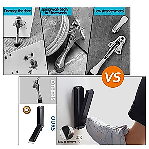 No Drilling Door Stoppers, Easy Pedal Kick Down Door Stop, Self Adhesive Metal Doorstop, Flip by Foot, Hinge Door Handle Protector (Black x 1 Pack)