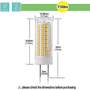 G8 LED Bulb Dimmable 7W Equivalent to G8 Halogen Bulb 75W-80W, GY8.6 /G8 Bi-Pin Base Light Bulb AC 120V G8 Bulb for Under Cabinet Light, Under Counter Kitchen Lighting Warm White 3000K 5 Pack
