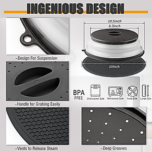 MAGJIUKE Microwave Food Cover & Mat,Vented Collapsible Splatter Guard Dish Plate lid & Silicone Round Kitchen mat,Heat Resistant Multi-Purpose Non-Slip Trivet Drying mat,Home Apartment Essential