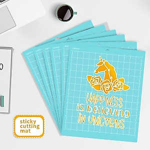 AHIJOY Light Grip Cutting Mat for Cricut 12“x12” 6 Pack Cricut Accessories Cutting Mat for Cricut Maker/Air 2/Air/One Adhesive Sticky Cutting Mats Accessories for Cricut,Blue