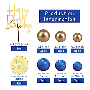 25 PCS Birthday Cake Topper Set, Acrylic Happy Birthday Cake Toppers Numbers 0-9 Crown Cake Topper Ball Shaped Cake Insert Toppers Birthday Cake Decorations for Children or Adults (Style 1)