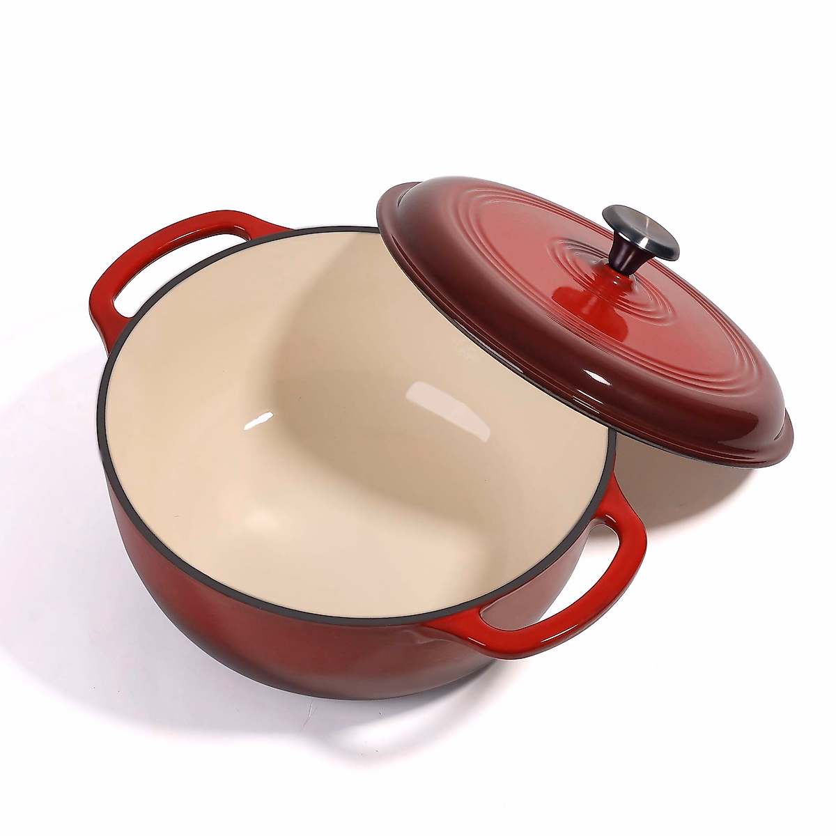 Round Enameled Cast Iron Dutch Oven, with Lid 6-Quart-Red,Non-Stick Enamel Dutch Oven (6 Quart-RED)