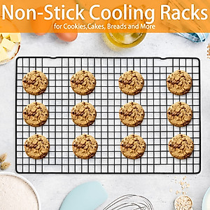 Tebery 2 Pack Black Heavy-Duty Wire Cooking Rack Baking Racks, Nonstick Baking & Cooling Grid for Roasting, Cooking, Grilling, Drying - 16" x 10"