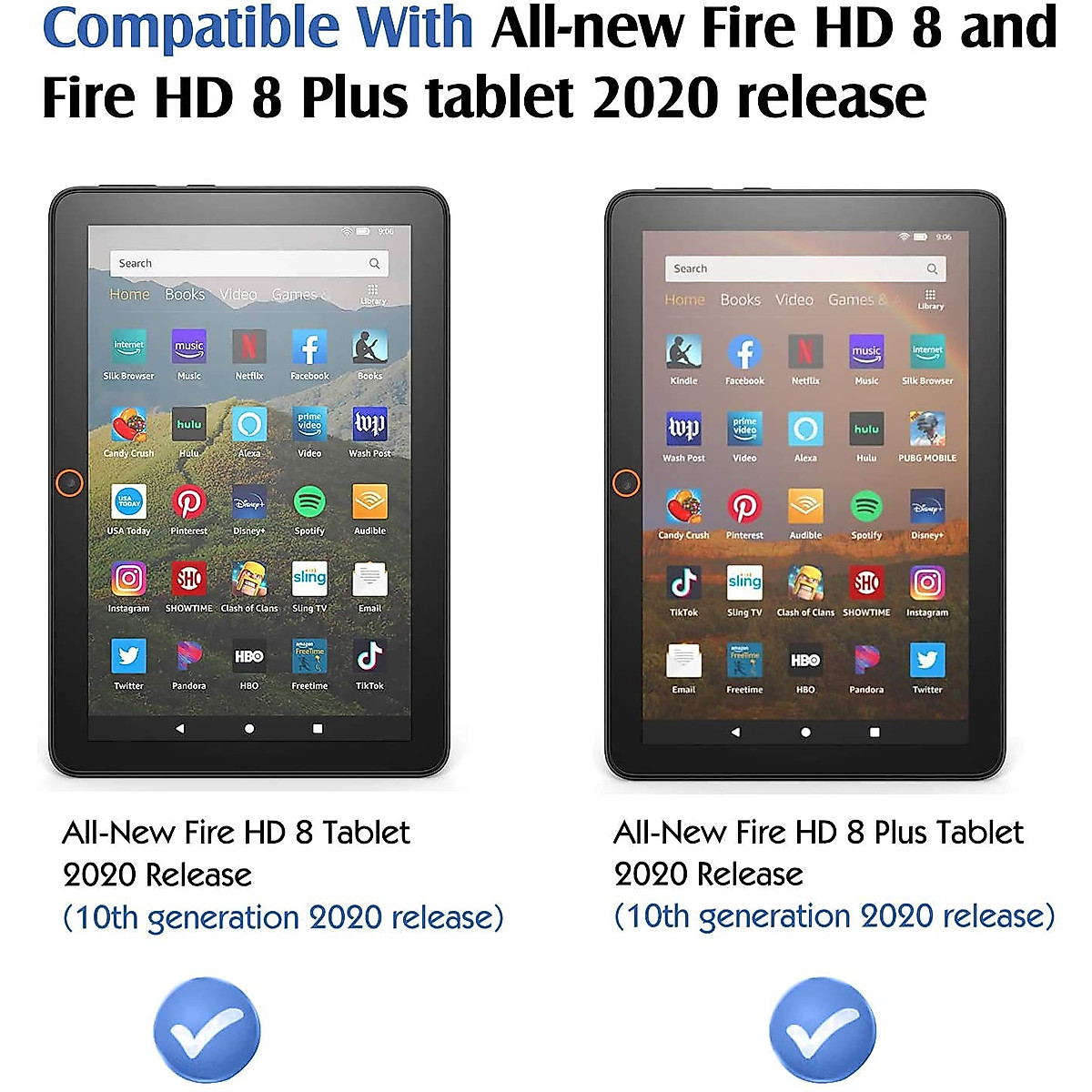 Case for All-New Amazon Fire HD 8 Tablet and Fire HD 8 Plus Tablet (10th Generation, 2020 Release) Leather Smart Cover with Pocket and Auto Wake/Sleep, Rainbow Woodgrain Black and Purple Dog Paw