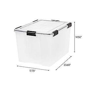 IRIS USA 74 Quart Weathertight Plastic Storage Bin Tote Organizing Container with Durable Lid and Seal and Secure Latching Buckles, 4 Pack
