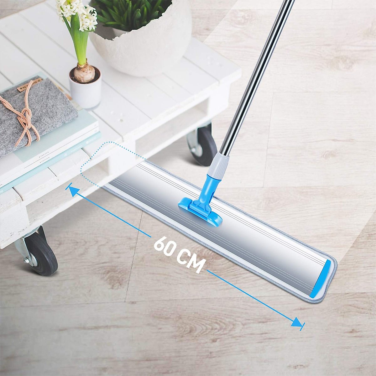 Masthome 24" Professional Flat Mop with 5 Reusable Mop Pads, Spin Mop and Bucket Set with 5 Mop Refills, Easywring Mop Bucket System for Floor Cleaning