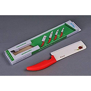 Sailing. Elegant 6.5-inch Ceramic Chef's Knife, Red Handle,White Blade with Red Flower - Best Kitchen Ceramic Cutlery, Featuring Designs