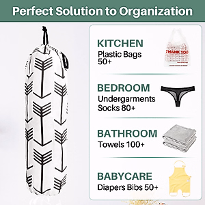 TOGETRUE Plastic Bag Holder, Wall Mount Large Grocery Bag Holder for Plastic Bags Storage, Lightweight Shopping Bags Carrier Dispensers with Hanging Loop for Farmhouse Home Kitchen Decor (White)