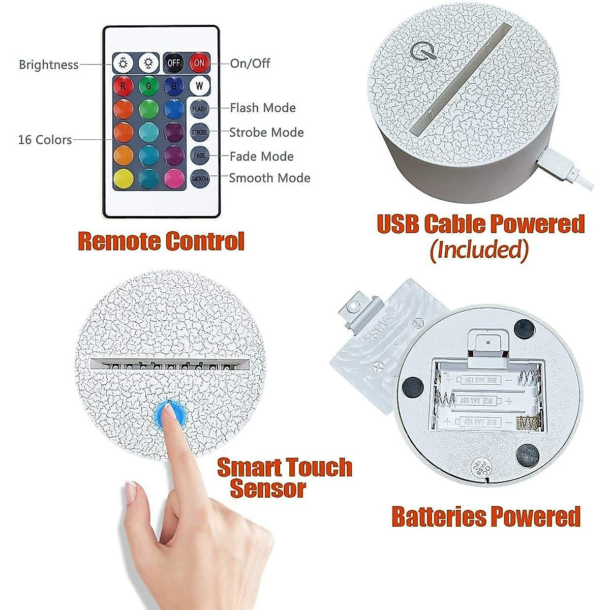 YTDZLTD Optical Illusion 3D Cheerleader Night Light 16 Colors Changing USB Power Remote Control Touch Switch Decor Lamp LED Table Desk Lamp