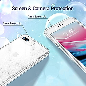 ULAK Compatible with iPhone 8 Plus Case Clear Glitter, iPhone 7 Plus Case Sparkle Bling, Soft TPU Women Girls Shockproof Protective Phone Cover Designed for iPhone 7 Plus/8 Plus 5.5 inch (Glitter)