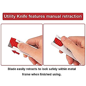 UCEC Box Cutter Retractable, Utility Knife Handy Boxcutter Auto Retractable Paper Knife with Scale, Pocket Box Cutter Cardboard Cutter for Packages, Boxes and Paper -6PCS
