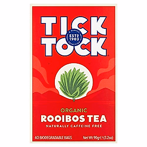 TICK TOCK TEAS Organic Rooibos Tea Bags, Organic Original Rooibos Tea, 40 Count