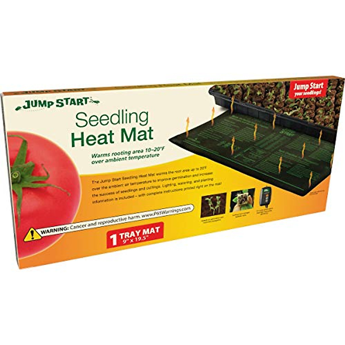 Hydrofarm Jump Start MT10006, 17 Watt UL Certified Seedling Heat Mat, 8.875"x19.5", Black