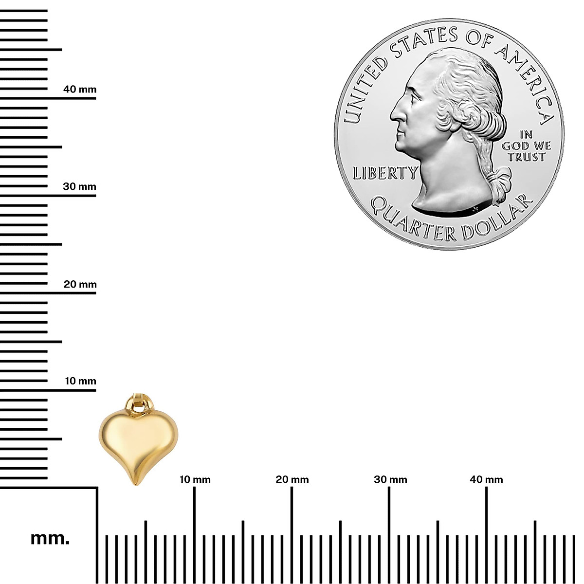 SOPHOS JEWELRY 10K Solid Yellow Gold Heart Pendant Necklace with 18" Real Gold Chain, Dainty Jewellery for Women