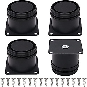 weideer 4-Pack 2 Inch Stainless Steel Furniture Legs Cabinet Adjustable Round Kitchen Feet for DIY Furniture+16pcs Screw (Black 50x50mm)