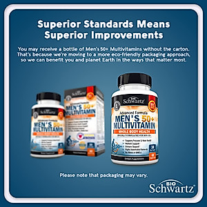 Once Daily Multivitamin for Men 50 and Over - Supplement for Heart Health Support - with Zinc, A, B, C, D3, E Vitamins - for Memory & Brain Health Support - Designed for Whole Body Health - 60 Count