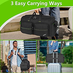 SNIGJAT DJ Bag, Large Capacity DJ Cable Bag with 6 Pockets for Extension Cords, Mics, Pedals, Cable Bag for Musicians, DJ Equipment Gig Bag with Padded Shoulder Strap, Green