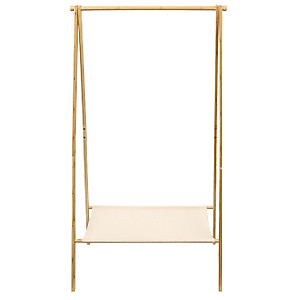 RoyalHouse Bamboo Garment Rack with Bottom Fabric Storage Shelf, Clothing Rack for Laundry, Guest Room, Bedroom, Home Organization