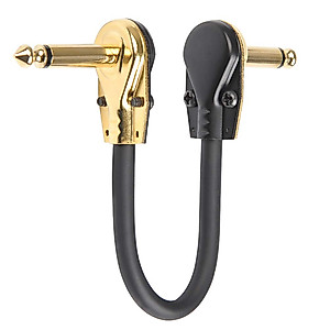 TIMESETL 6 Pack 6 Inch Guitar Patch Cable Ultra Quiet Instrument Effect Pedal Patch Cords 1/4 inch Right Angle Low Profile Pancake Design