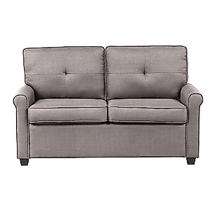 JUBILOOM Pull Out Couch Sofa Beds with 2 USB Ports, 2-in-1 Convertible Folding Futon Sleeper Bed, Upholstery Twin Loveseat Sofa for Living Room Apartment, Office Small Space, Dorm, (Light Grey)