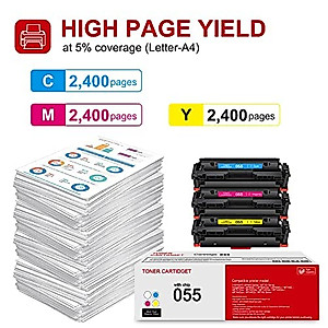 4 Pack 055 BK/C/M/Y Toner Cartridge: Compatible CRG-055 Replacement for Canon i-SENSYS LBP660 MF740 Series ImageClass LBP660C LBP664Cdw LBP664Cx MF741Cdw MF740 MF746Cx MF742Cdw Series Printer