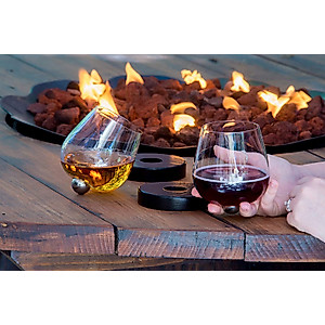 Aura Glass 14oz Stemless Aerating Wine Glasses (Set of 2) - No Spill Glass Tumblers for Red or White Wines that spin on a stainless steel ball, Coasters sold separately, Made in USA