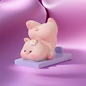 ECHENG Creative Birthday Gift Animal Phone Stand Decoration Cute Piggy Yoga Cat Office Desk Decoration (Piggy)