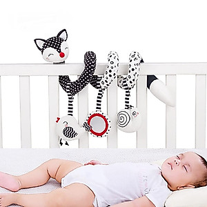 Ebrima Baby Pram Crib Activity Spiral Plush Toys & Stroller Toy & Car Seat Hanging Toys & Animal Education Plush Toys & 3 6 9 12 Months Baby Rattles
