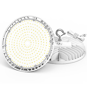 240W LED High Bay Light, 33600LM 0-10V Dimmable High Bay LED Shop Lights 5000K Daylight with US Plug 5ft Cable, UFO Commercial Bay Lighting for Warehouse Garage - UL DLC Listed (Industrial, Count, 1)