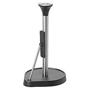 OGGI Paper Towel Holder - With EZ release top and tear bar. Height 13.5" Color - Black/Stainless Steel.