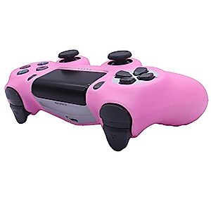 Sofunii 2pcs Skin for PS4 Controller, Anti-Slip Silicone Cover Shell Case with 8 Thumb Grip Caps, Compatible with PlaySation 4 Slim/Pro Controller DualShock 4 Wireless/Wired Gamepad (Pink)