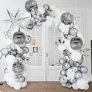 Silver Star Balloons 6 Star Foil Mylar Balloons Cone Spike Explosion Star Balloons 22 Inch Large Starburst Balloons Party Decorations for Christmas Birthday Party Bachelorette Party Disco Party