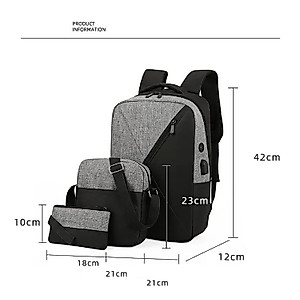 Rcuyyl Teens Bookbag Schoolbag 3pcs Set Backpack Cute Rucksack for School Bag Cute Aesthetic Backpack Travel Rucksack School Bag (Blue)